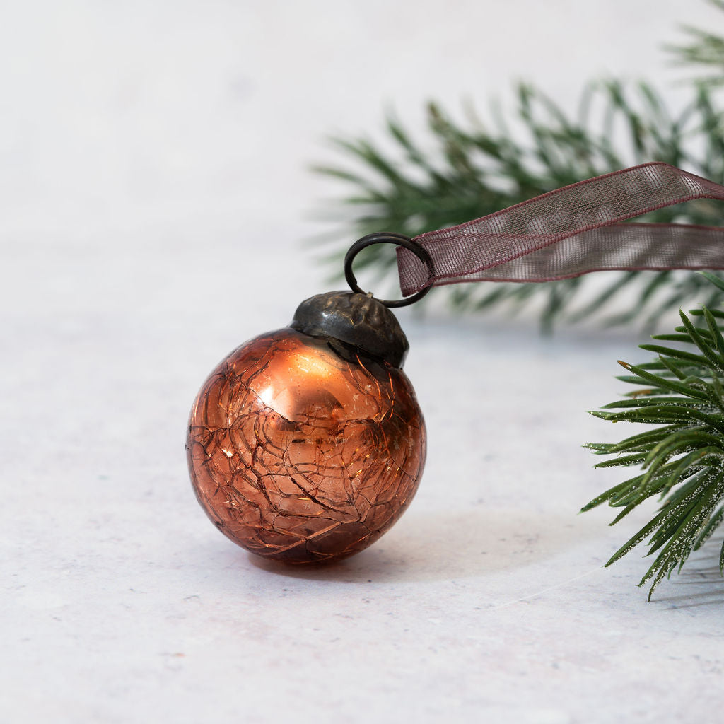 Crackle Glass Ornament | Russet | Small – Yule